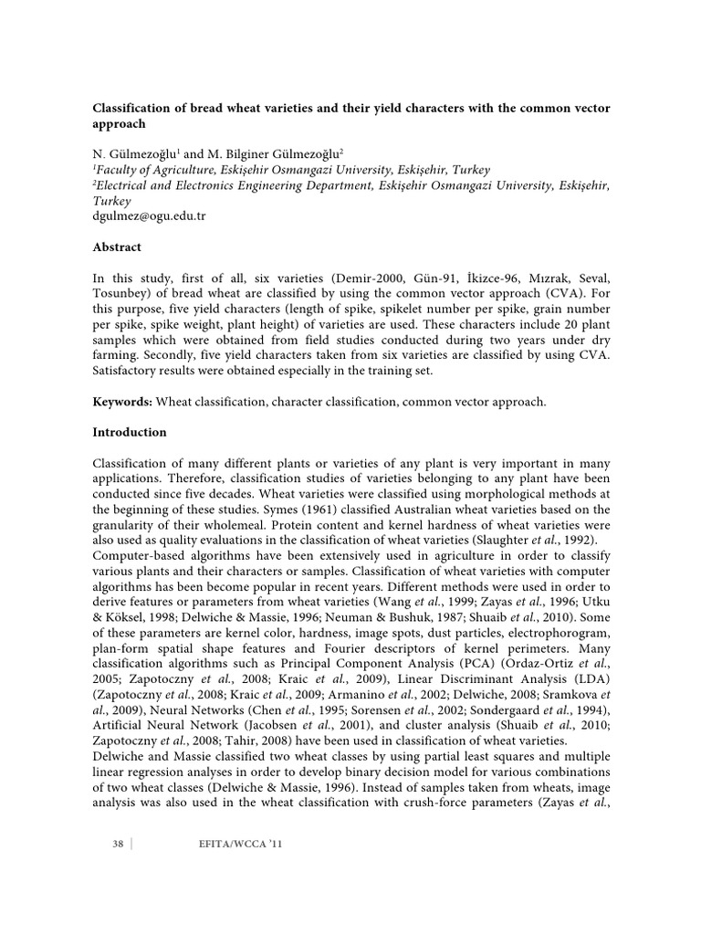 Classification of Bread Wheat Varieties and Their Yield Characters With ...