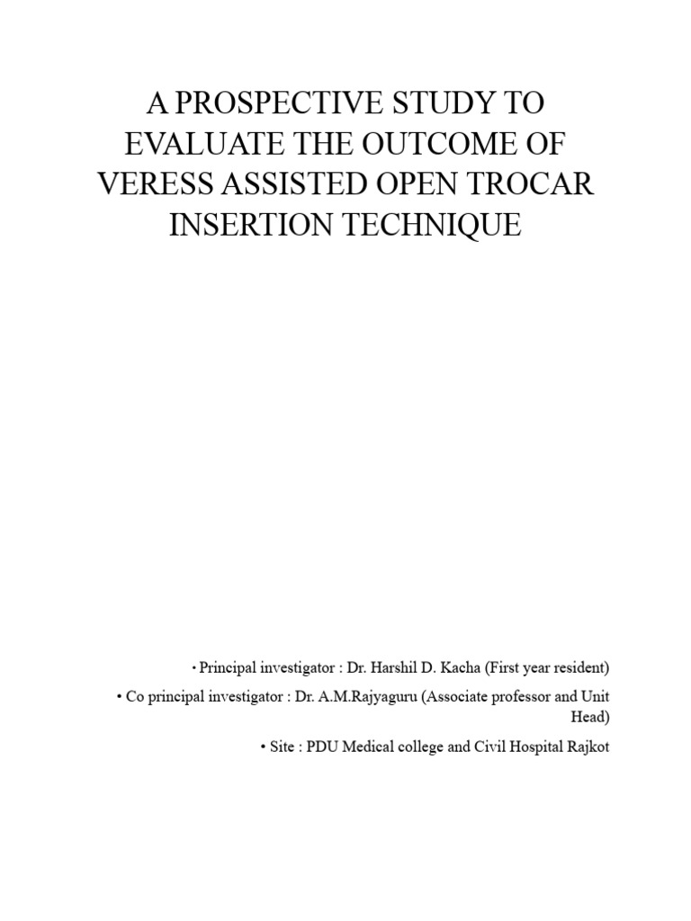 Veress Assisted Trocar Insertion Study | PDF | Peritoneum | Clinical ...