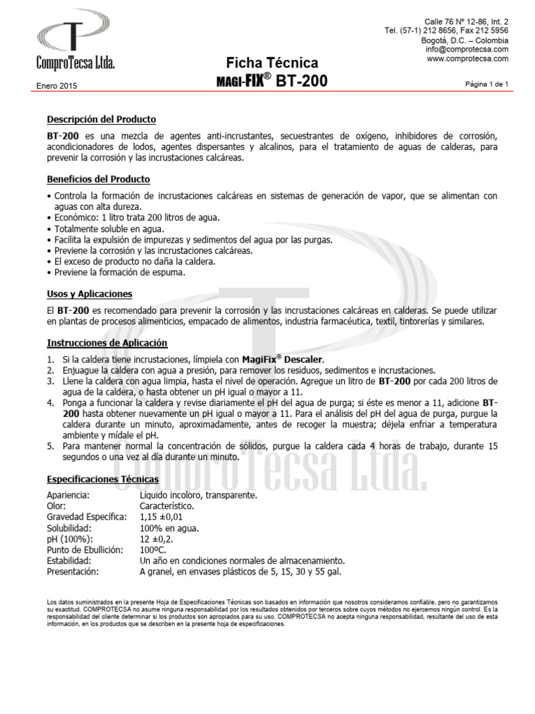 TDS BT-200 | PDF | Agua | Corrosión