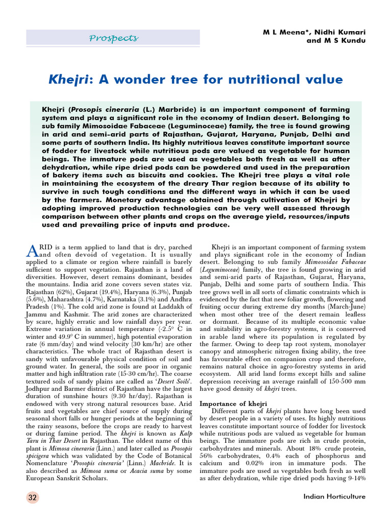 Khejri Tree: Nutritional & Economic Benefits | PDF | Pruning | Legume