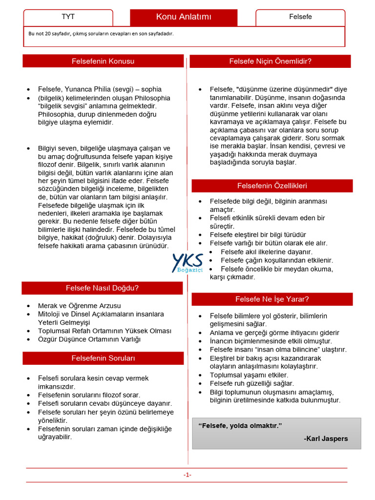 Felsefe NOTU | PDF