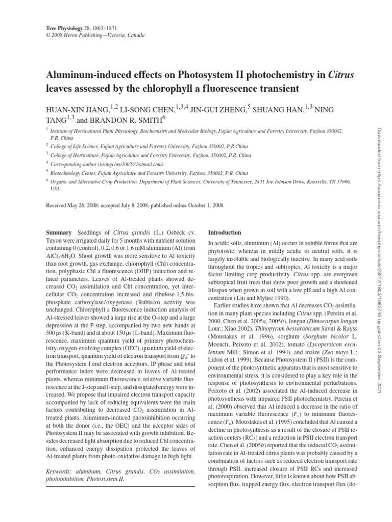 2008 - Vi - Jiang Et Al 2008 | PDF | Photosynthesis | Fluorescence