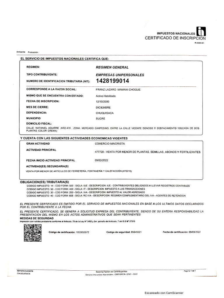 Documentos Franz Lázaro Mamani Choque Todo Agro | PDF