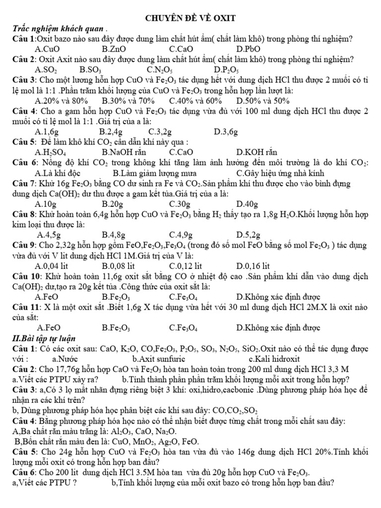 Chuyên Đề Hóa Oxit | PDF