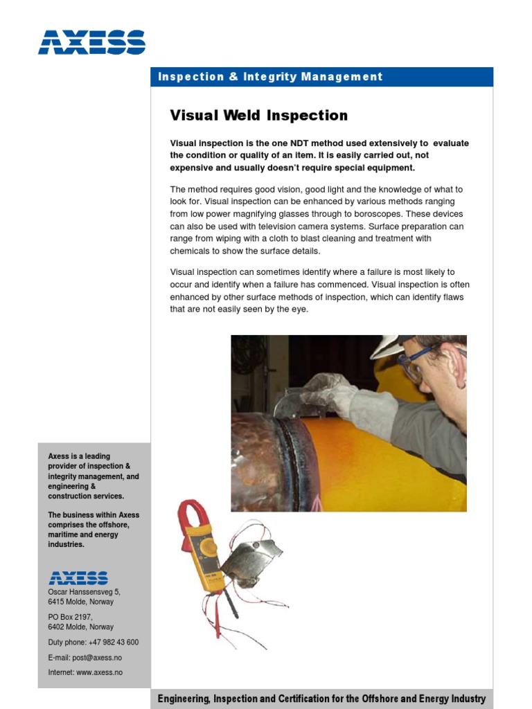 Visual Weld Inspection Overview | PDF | Business | Technology & Engineering