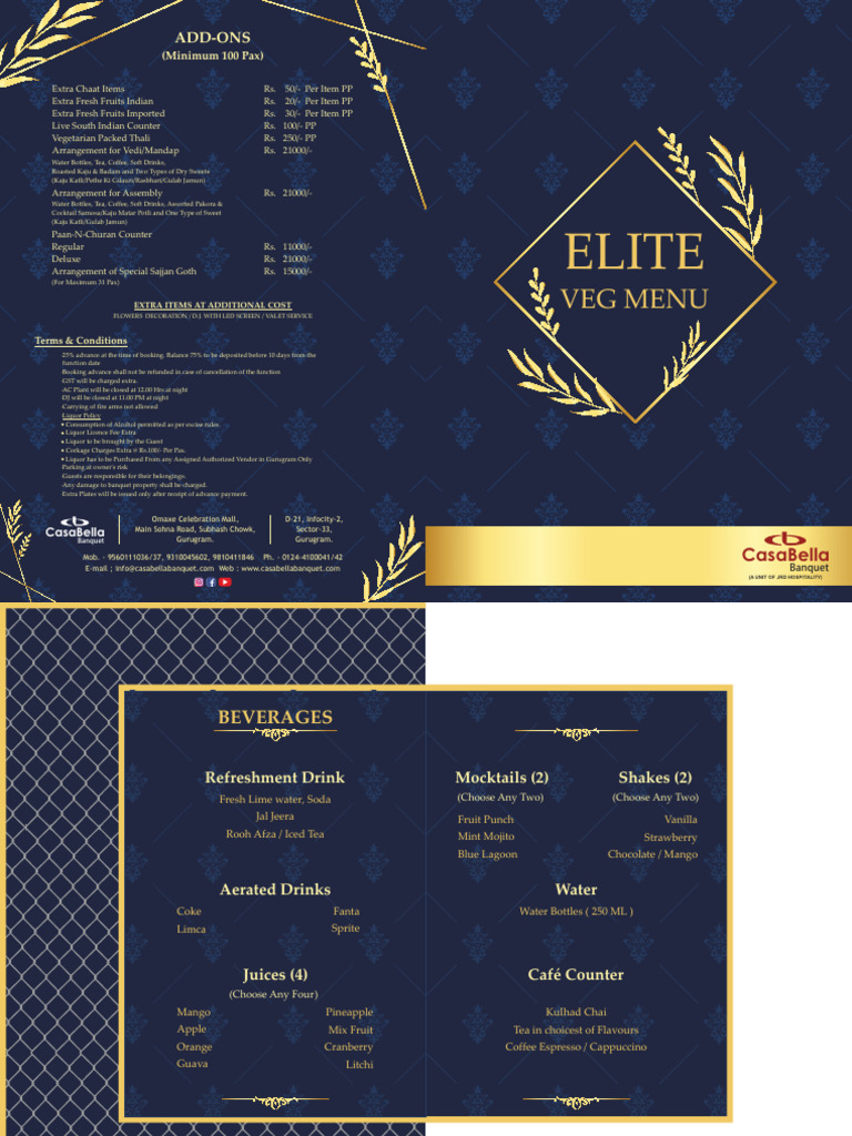 Elite Veg Menu | PDF | Drink | Thai Cuisine
