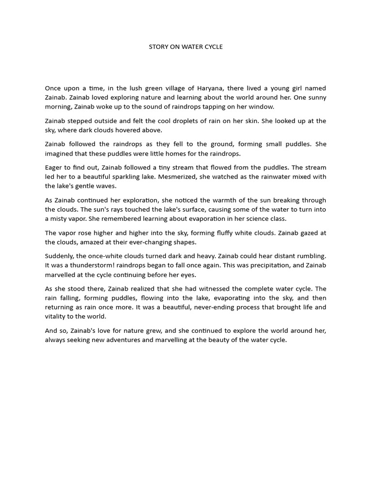 Zainab's Water Cycle Adventure | PDF