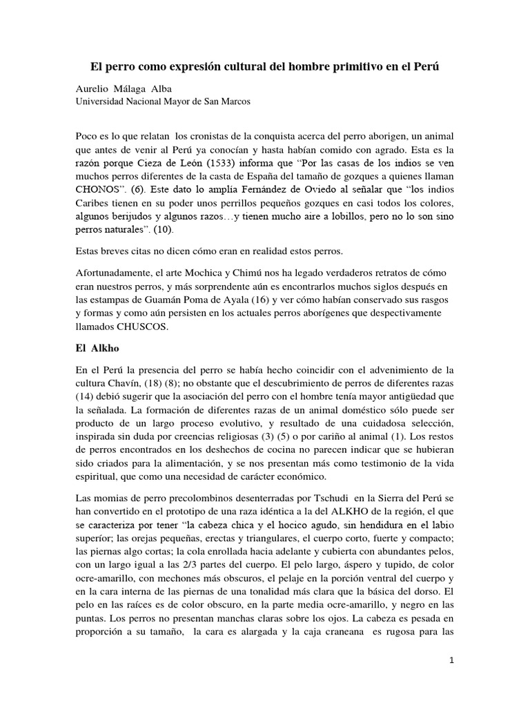 Málaga (1980) El Perro Primitivo en El Perú | PDF | Perú