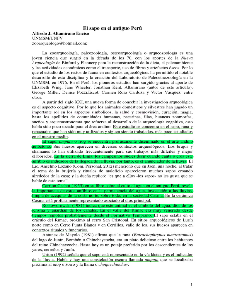 El Sapo en El Antiguo Perú | PDF | Vértebra