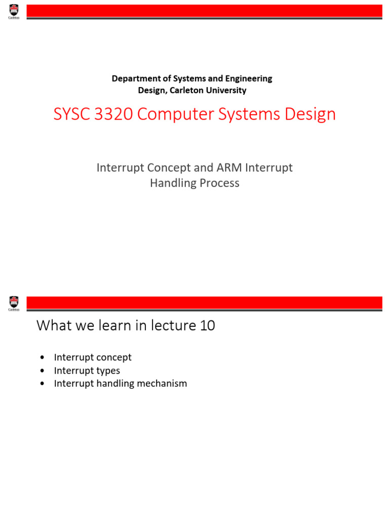 Lecture 10 Arm Interrupt Pdf Central Processing Unit Computing 9013