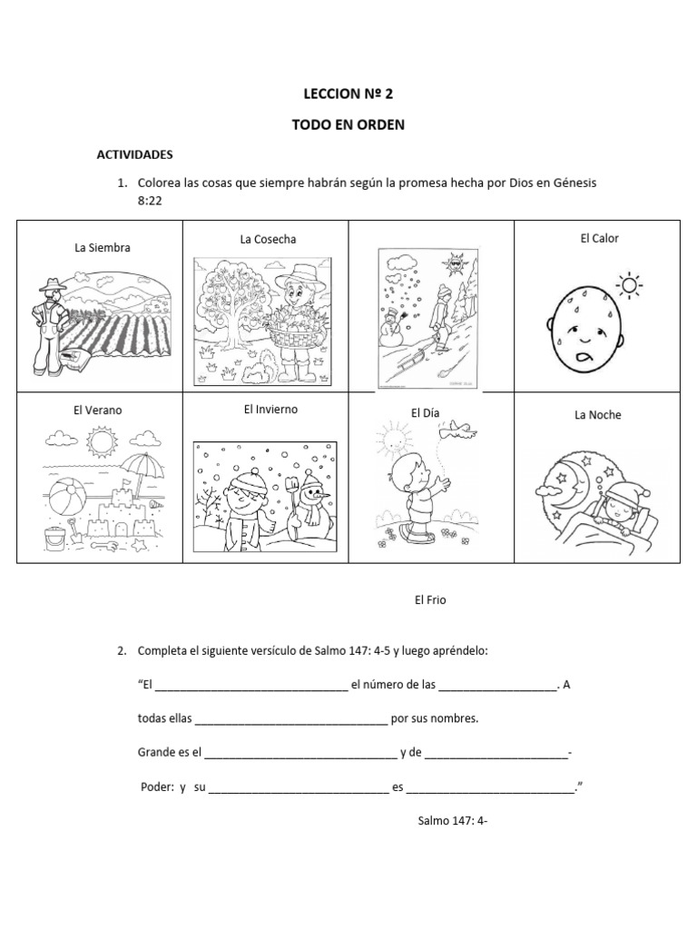 Actividades Bíblicas: Génesis y Salmos | PDF