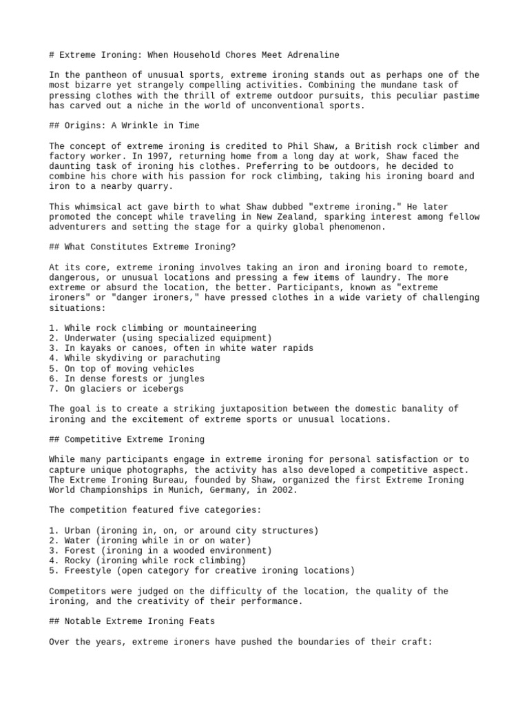 Extreme Ironing | PDF