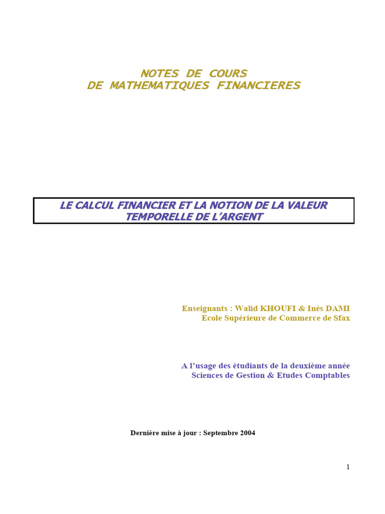 Cours_math-fin_sept04 | PDF