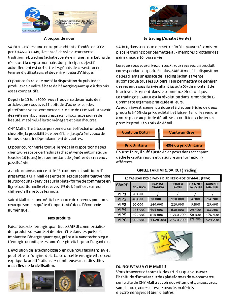 A Propos de CHYMALL ET SARUI GROUP | PDF | Commerce électronique ...