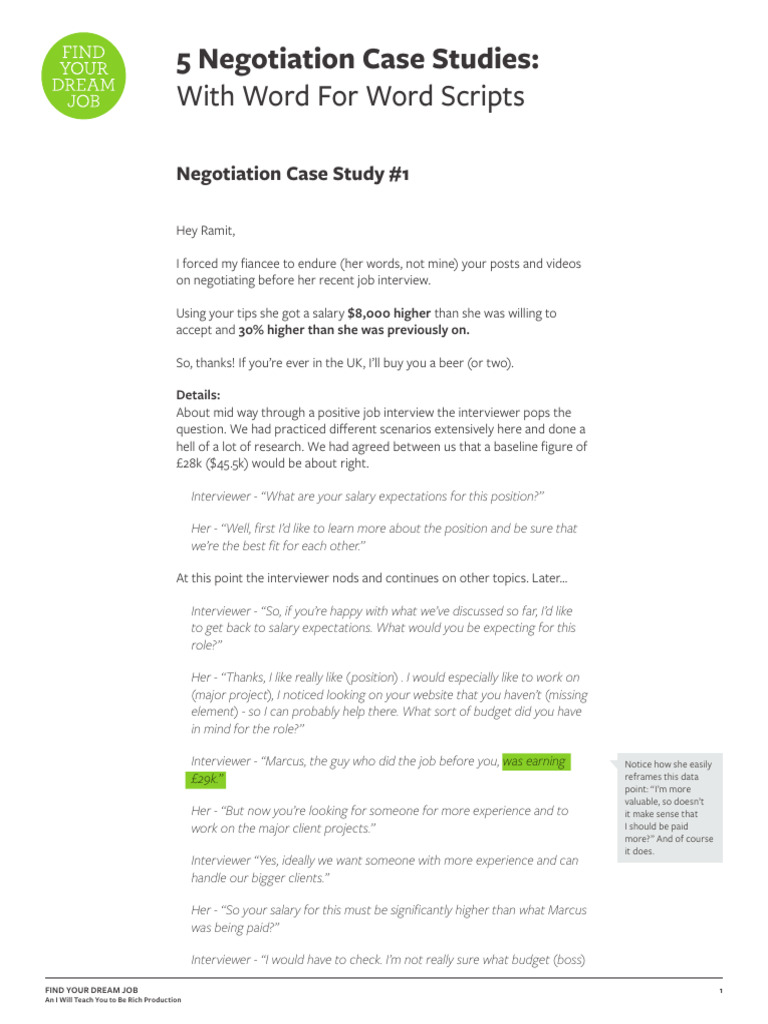 5 Negotiation Case Studies | PDF | World Wide Web | Internet & Web