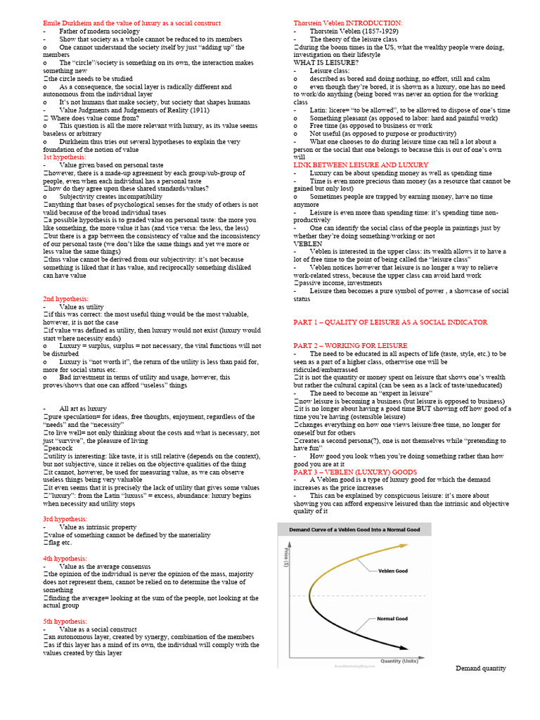 Social Science Cheat Sheet | PDF | Luxury Goods | Leisure