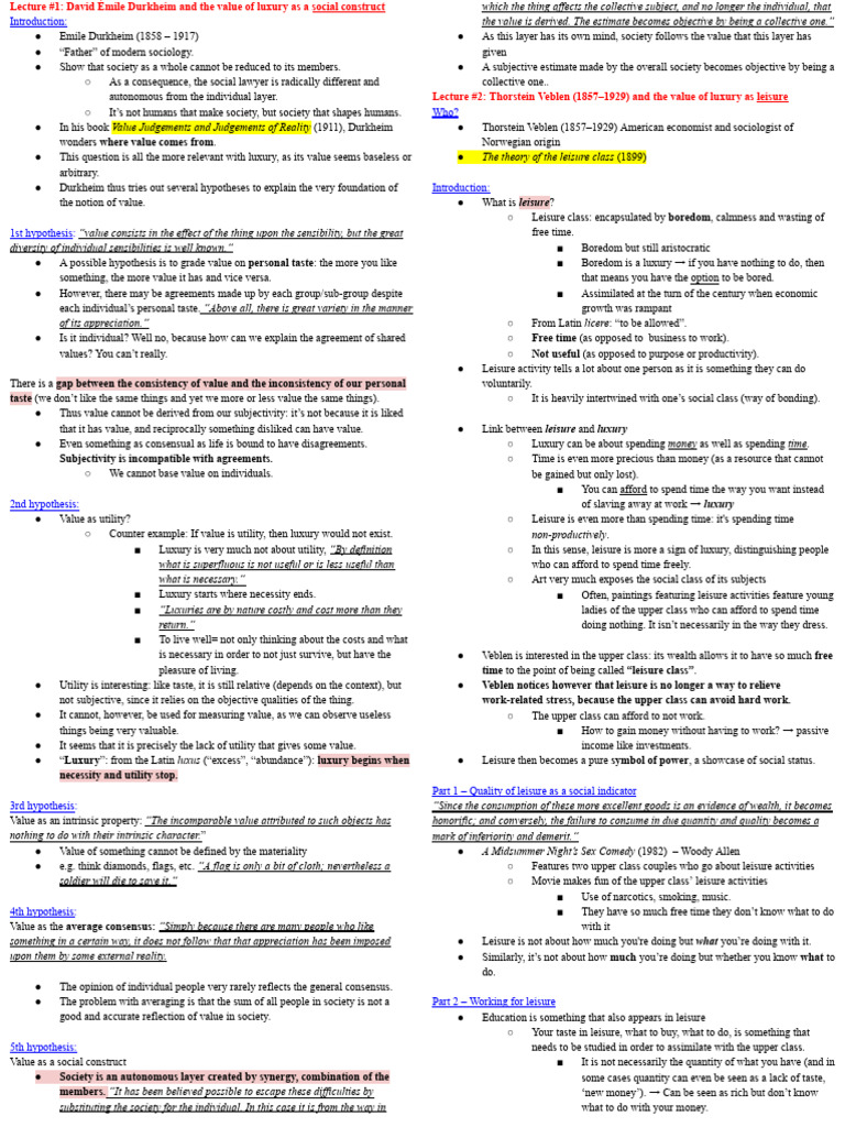 Social Science Cheat Sheet 2 | PDF | Luxury Goods | Sociology