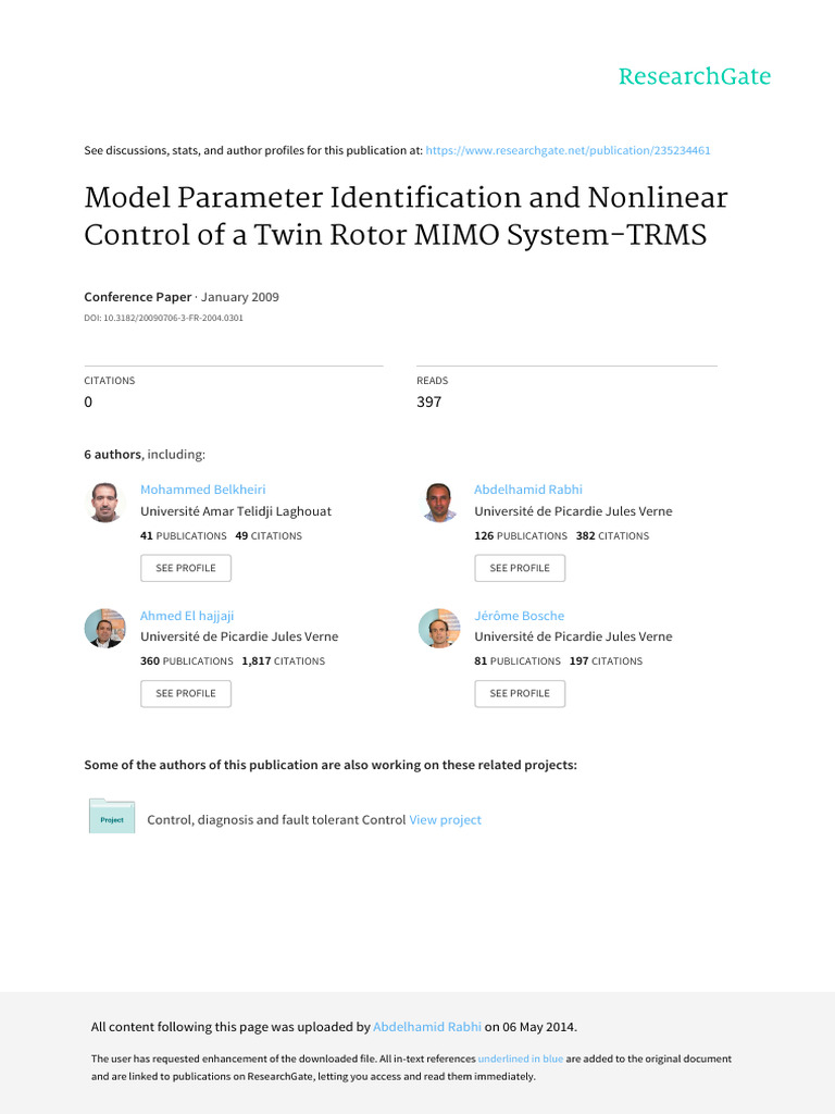 Model Parameter Identification and Nonli | PDF | Control Theory ...