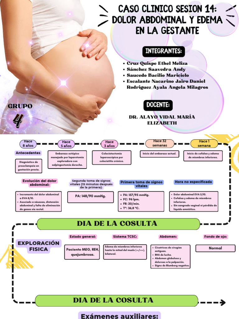 CASO CLINICO SESION DE DOLOR ABDOMINAL Y EDEMA EN LA GESTANTE | PDF ...