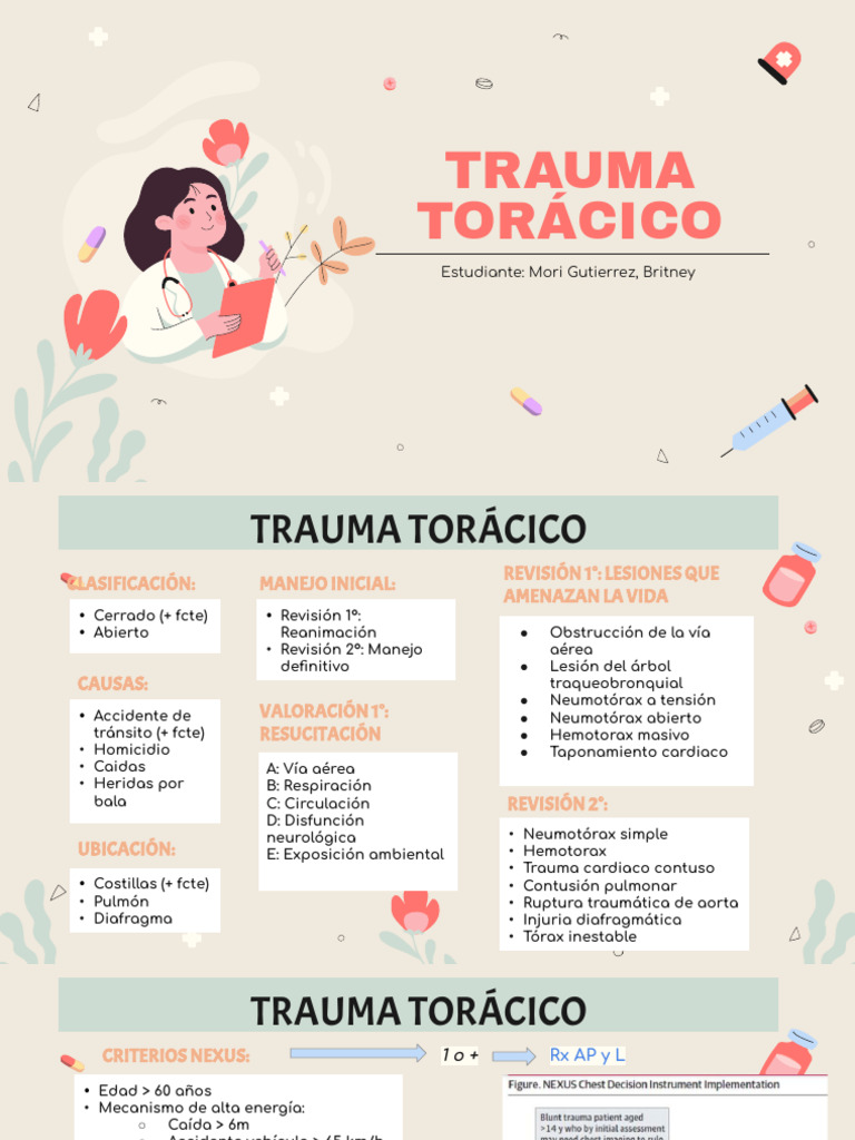 Trauma Torácico | PDF | Medicina CLINICA | Enfermedades y trastornos