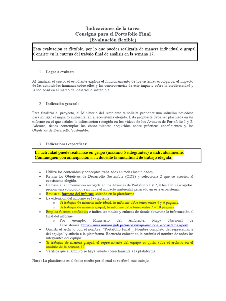 Consigna Portafolio Final 2024 | PDF | Sustentabilidad | Evaluación