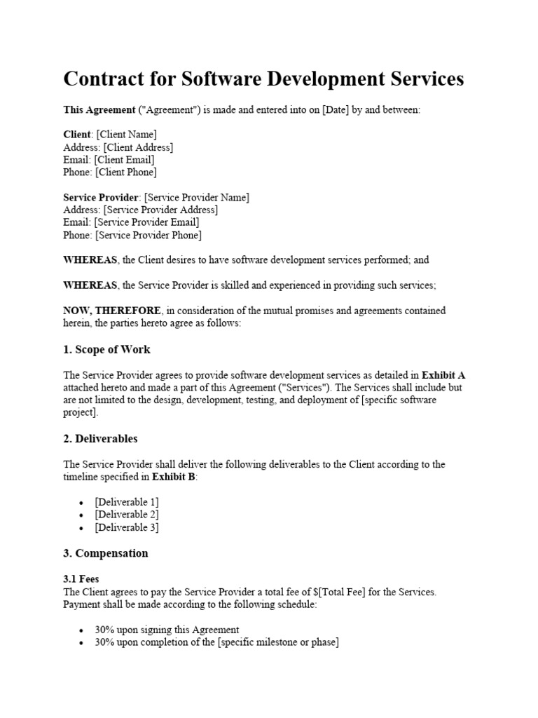 Legal Document - Contract For Software Development Services | PDF | Indemnity | Business Law