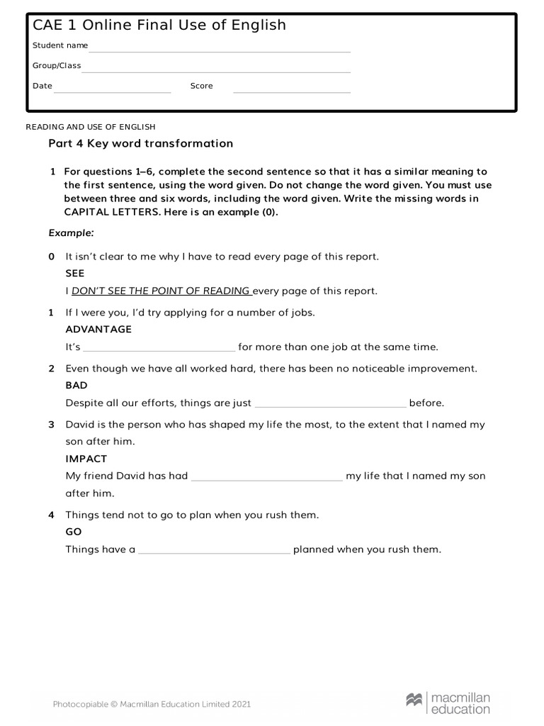 CAE 1 Online Use of English Final | PDF | Social Media | Popular ...