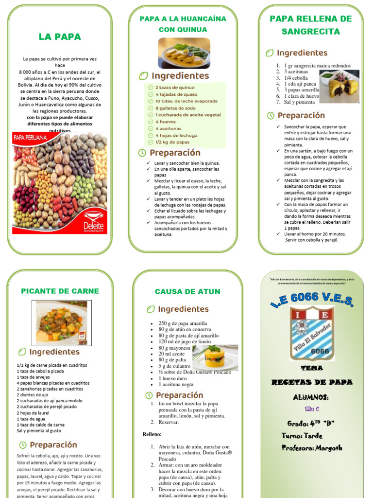 TRIPTICO Papa 2025 | PDF | Quinua | Patata