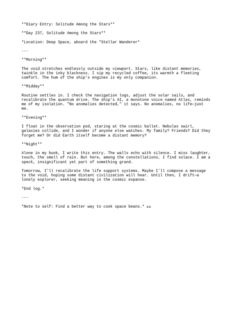 Deep Space Diary: Solitude Reflections | PDF | Poetry | Young Adult