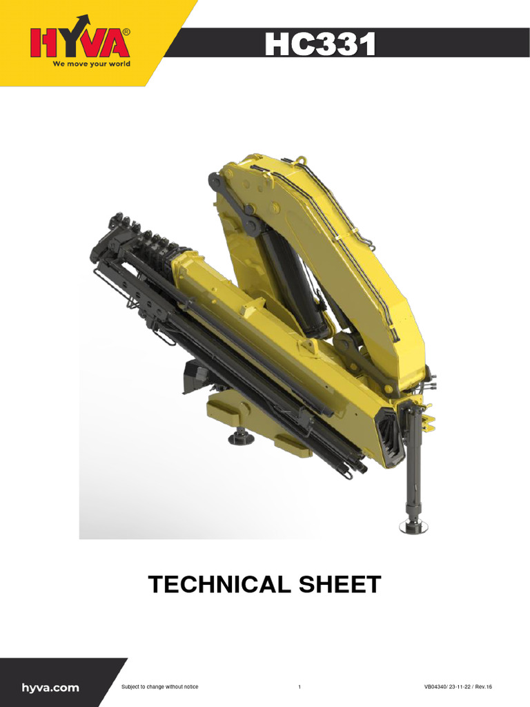 Hyva HC331 E8 - Ficha Técnica | Download Free PDF | Crane (Machine ...