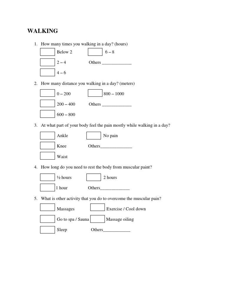 Posture Assessment and Pain Questionnaire | PDF