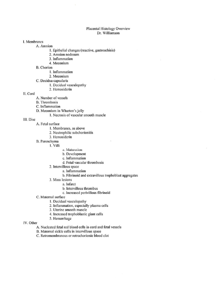 Guide To Microscopic Evaluation of Placenta by DR Alex Williamson | PDF