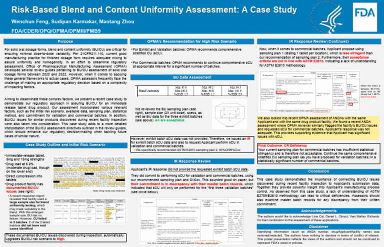 Risk-Based Blend and Content Uniformity Assessment A Case Study - 2023 ...