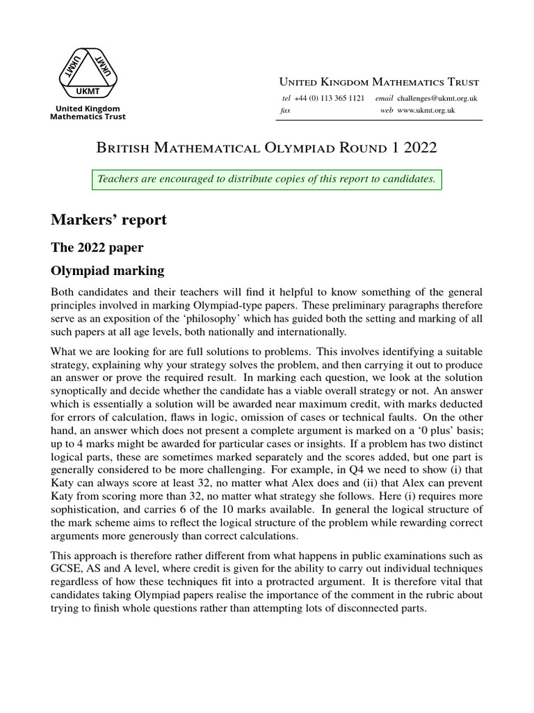 BMO1-2022-Solutions | Download Free PDF | Mathematics