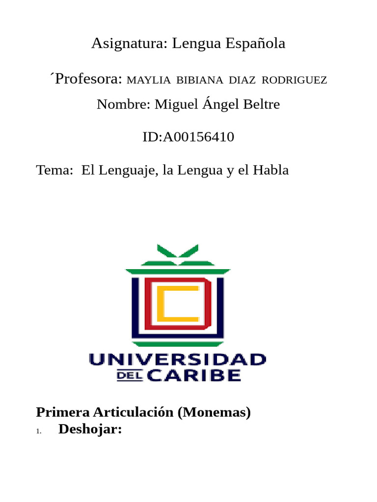 El Lenguaje, La Lengua y El Habla | PDF