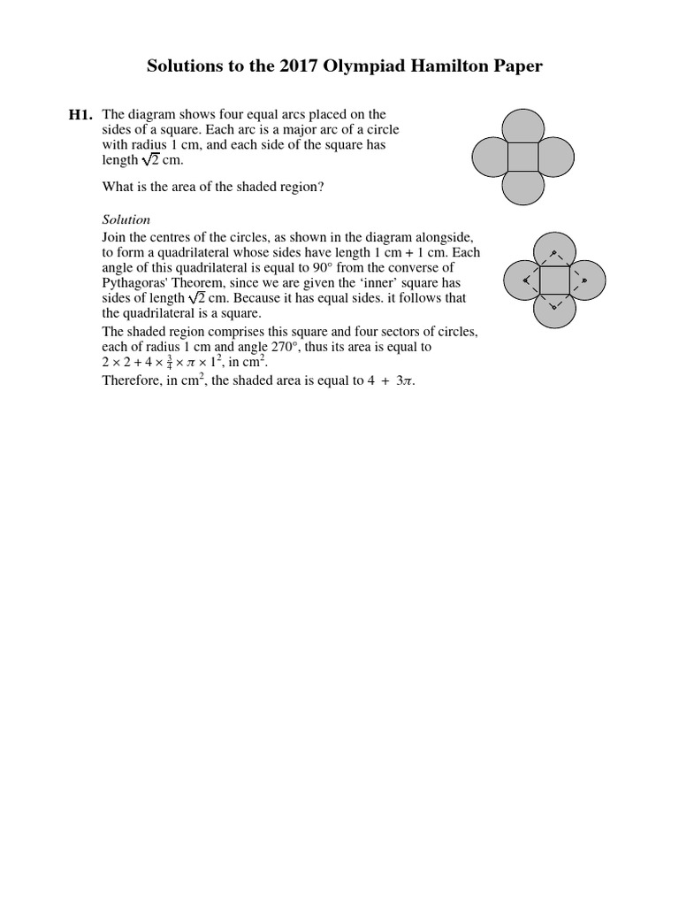 Hamilton 2017 Solutions | PDF | Area | Triangle