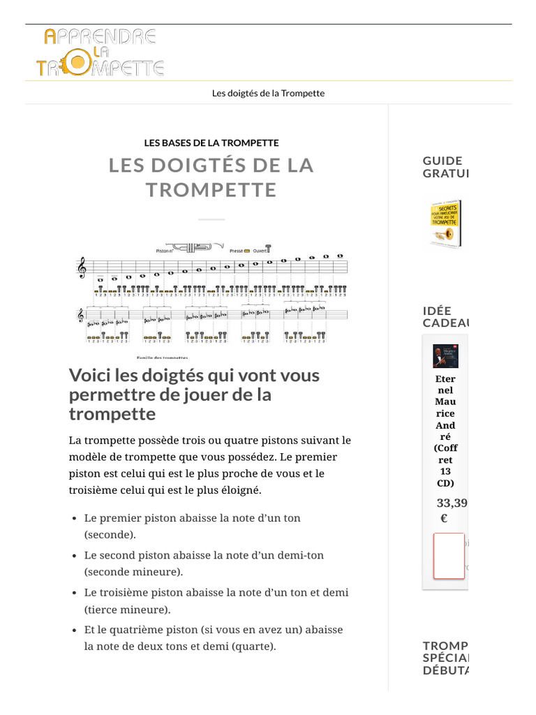 Doigtés et Notes de Trompette | PDF | Cookie (informatique) | Trompette