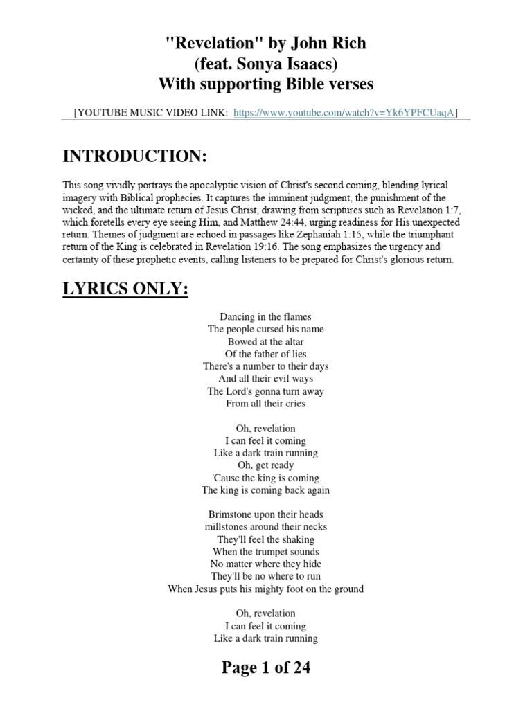 John Rich's "Revelation" Song Analysis | PDF | Revelation | Second Coming
