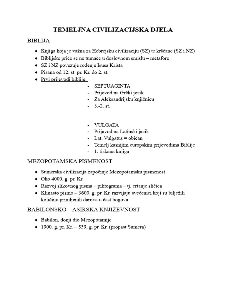 Temeljna Civilizacijska Djela | PDF