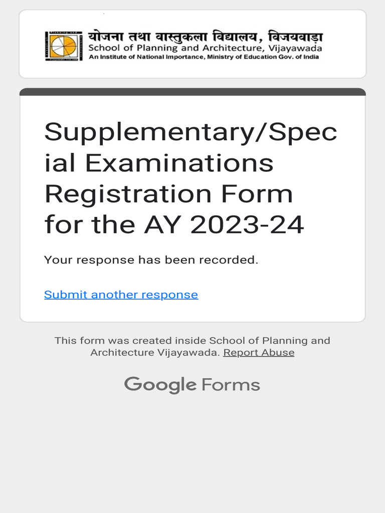 SupplementarySpecial Examinations Registration Form For The AY 2023-24 | PDF