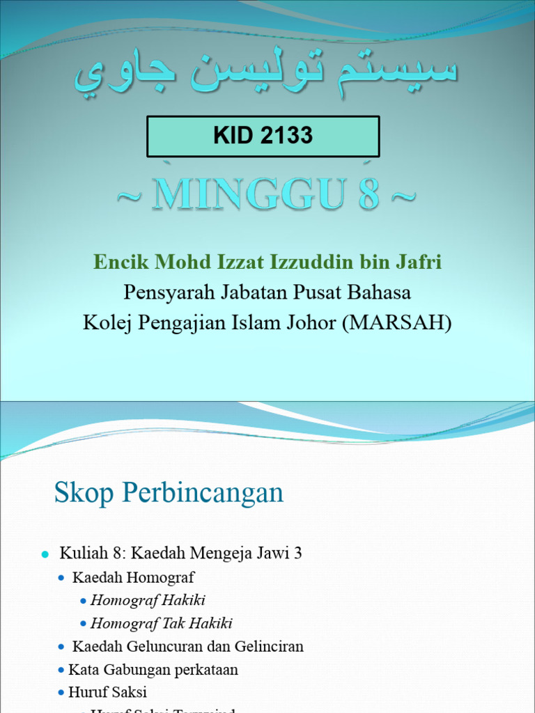 NOTA JAWI IJAT MINGGU KE 8 - PDF New Edit | PDF