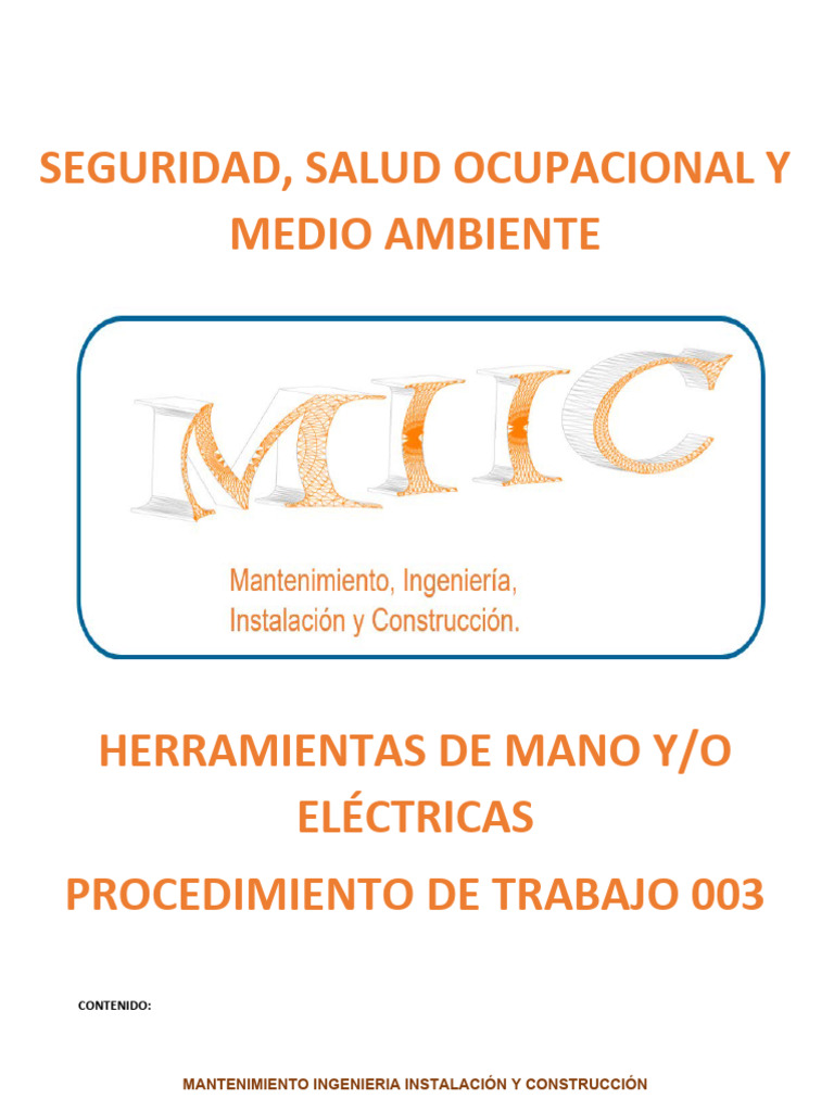 Procedimiento de Uso de Herramientas MIIC | PDF | Herramientas | Bienes manufacturados