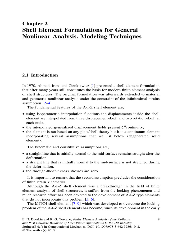 Nonlinear Shell Element Analysis | PDF | Stress (Mechanics) | Mechanics