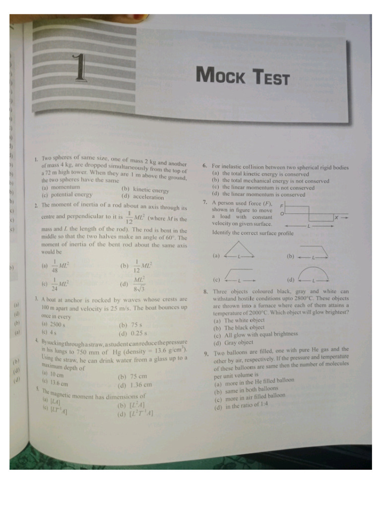 Physics a to Z (Mock Test 1, 2, 3, + Solutions) | PDF