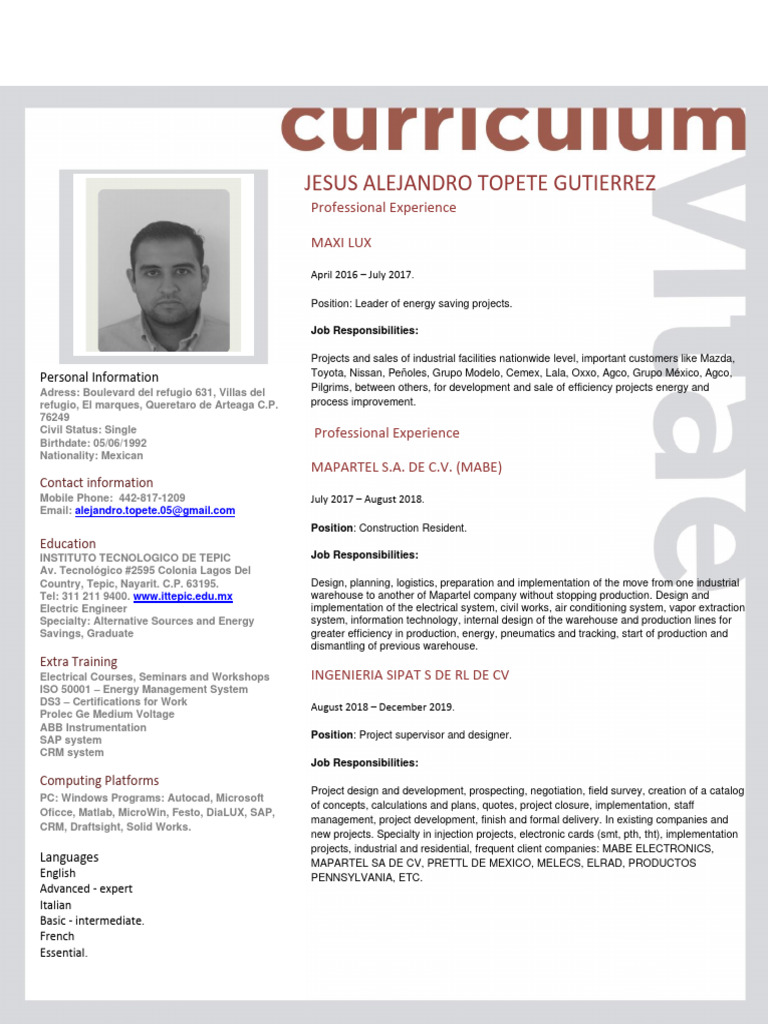 Curriculum Vitae Alejandro Topete Gutierrez-1_240228_120909 | PDF