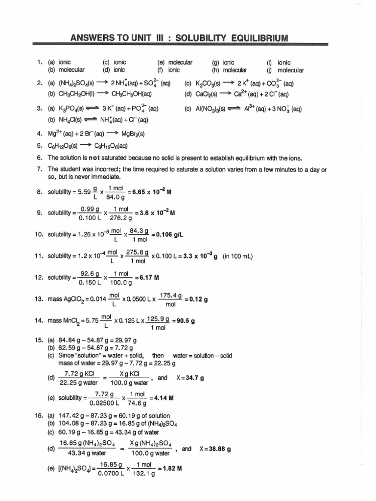 Solubility Answers | PDF