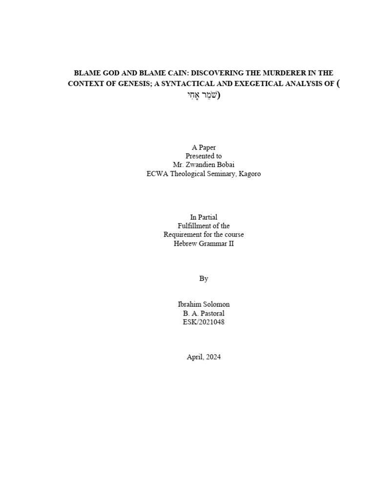 Hebrew Grammar Ii - 090252 | PDF | Cain And Abel | Exegesis