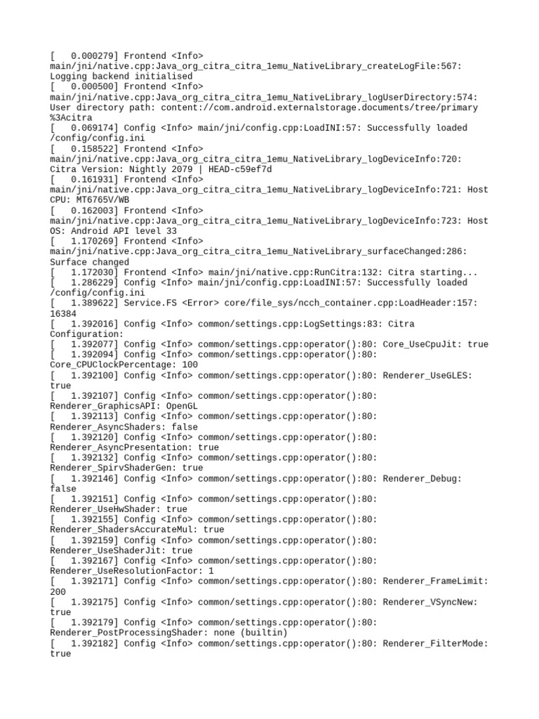 Citra Log | PDF | System Software | Software