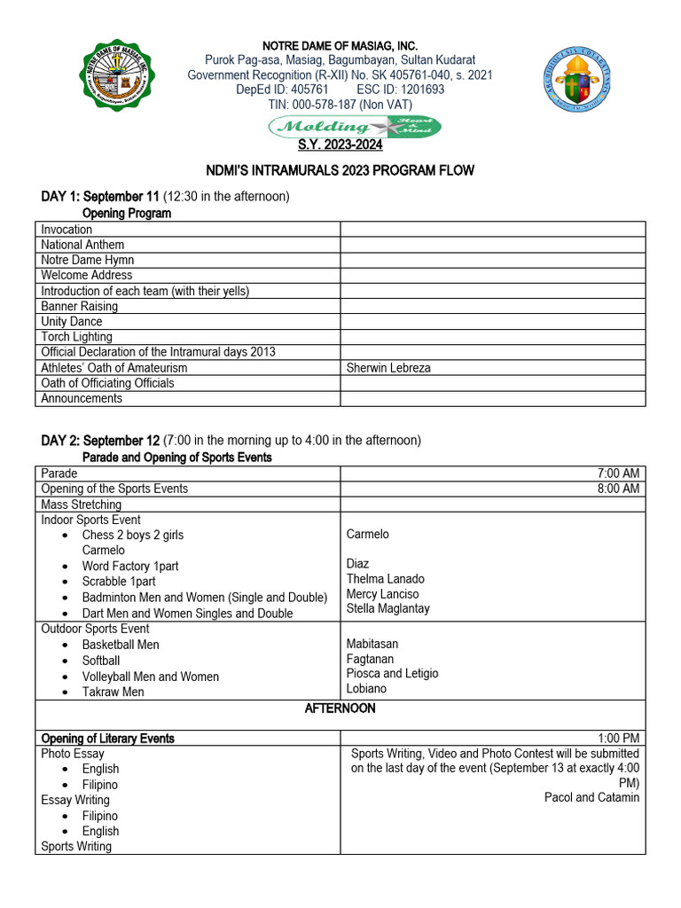 Program-flow-Intramurals-with-Activities | PDF | Entertainment | Sports