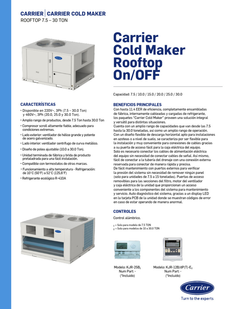 Carrier 50zpx Es CL | PDF | Ingeniería electromecánica | Ingeniería Química